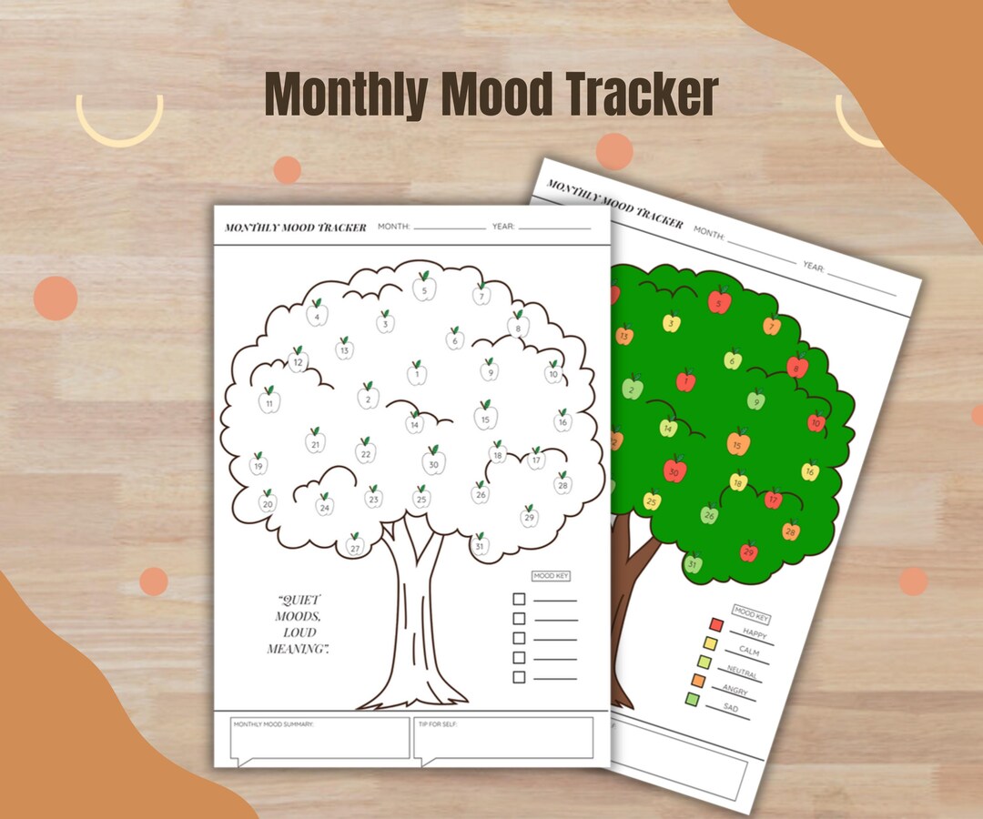 Apple Tree Mood Tracker- Printable A5 Journal Page - A4 Planner Page ...