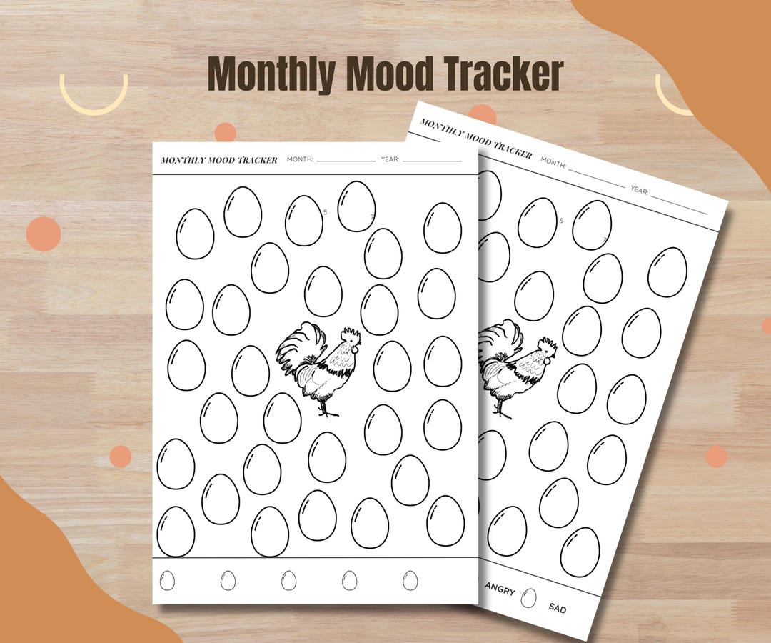 Egg Mood Tracker Printable | Monthly Mood Tracker PDF | Rooster Mood ...