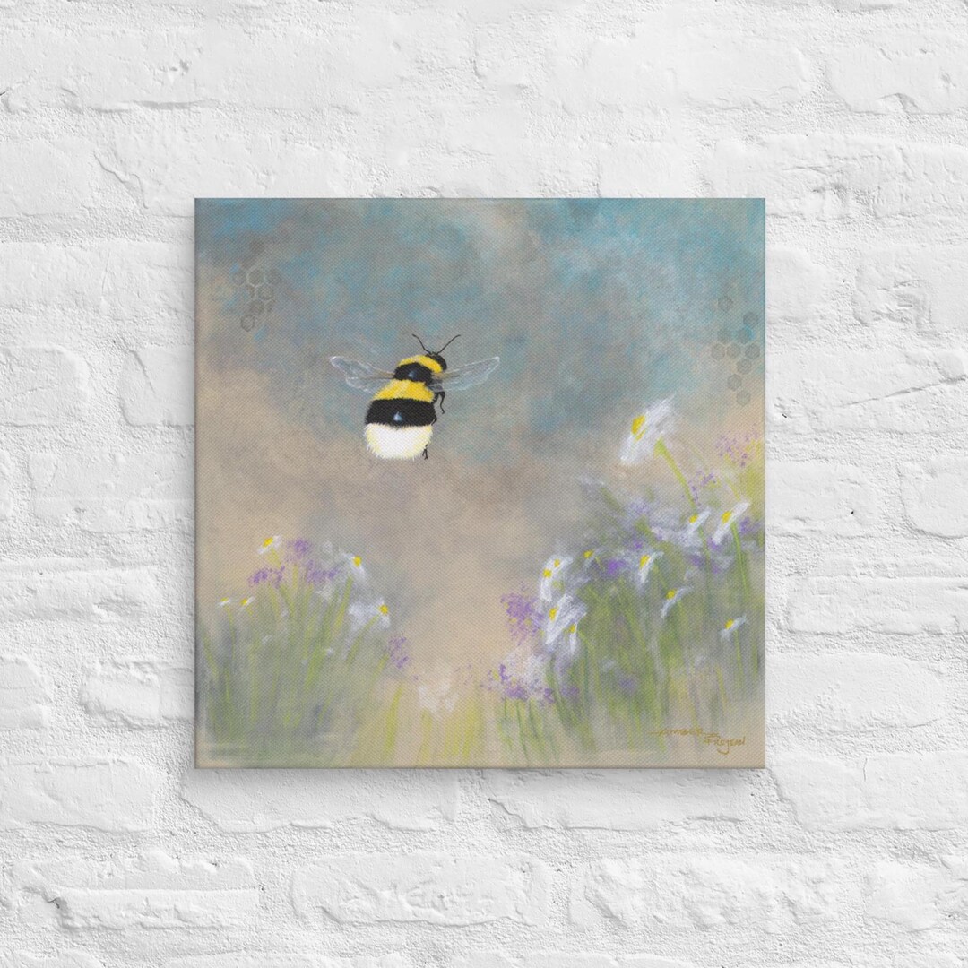 Canvas Bee Print Bumblebee Original Art Home Decor Bee Art Gift - Etsy
