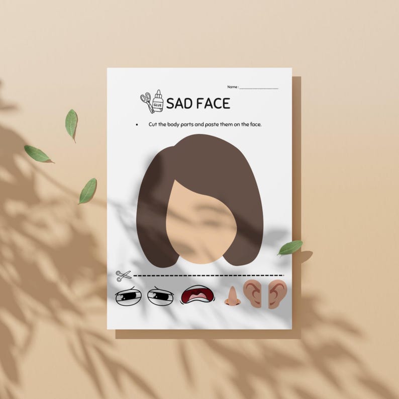 Cut & Paste Face Emotions Printable – SEL Activity, Fine Motor Skills ...