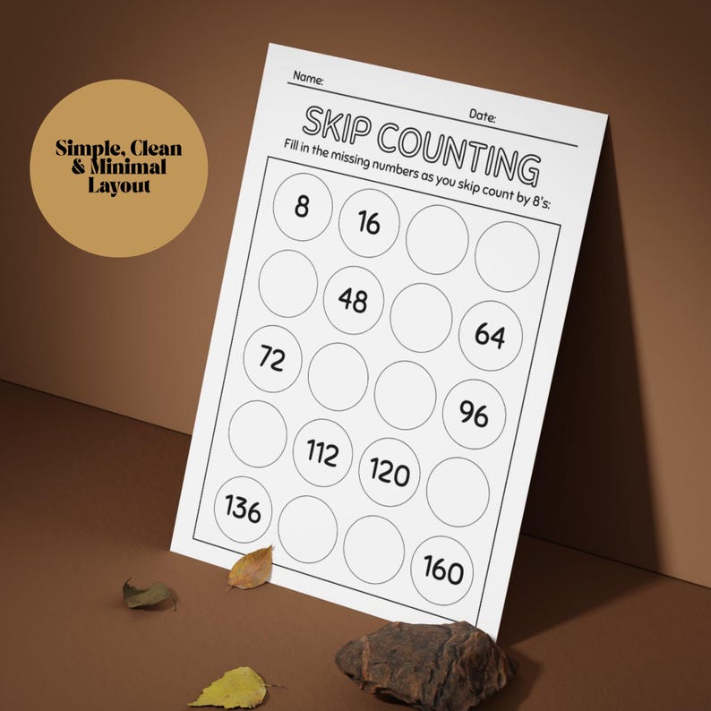 Skip Counting Worksheets: Math Practice for Kids - PDF Digital Print - Etsy