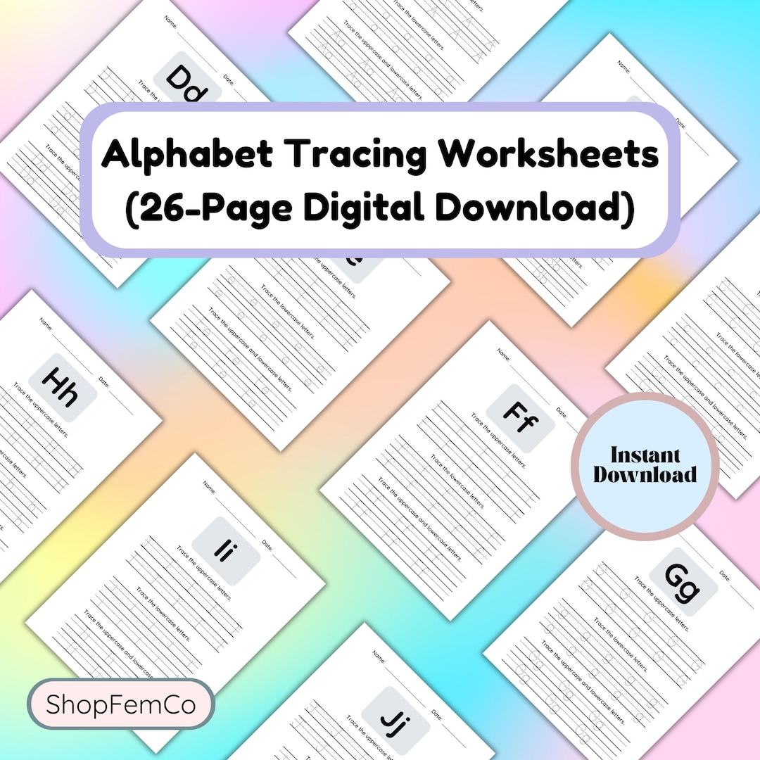Printable Alphabet Tracing Worksheets (26 Pages) - Uppercase ...