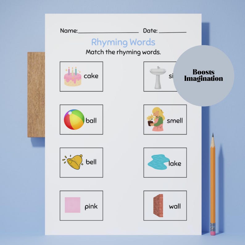 15-page Rhyming Worksheets for Kids | Printable Matching Word ...