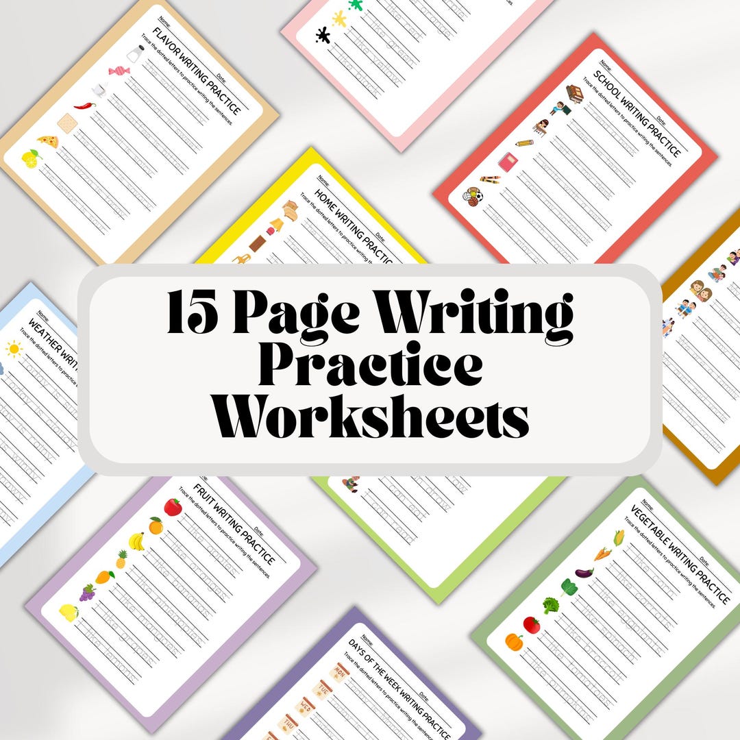 15-page Writing Practice Tracing Worksheets | Handwriting Sentences for ...