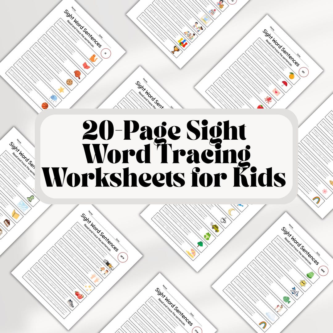 Sight Word Tracing Worksheets: Read & Trace Sentences (digital Download ...