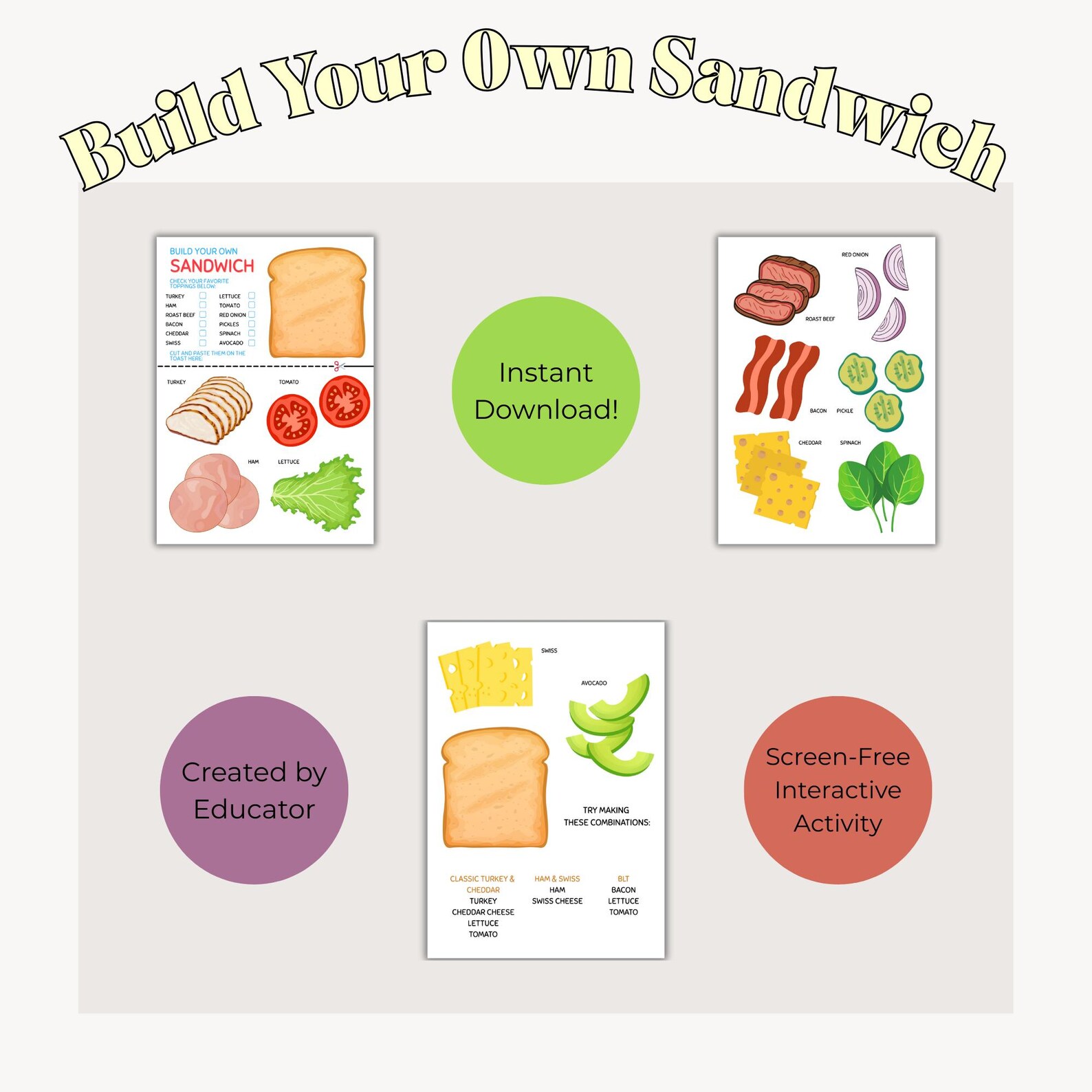 Build Your Own Sandwich Printable Food Craft – Preschool Cut & Paste ...