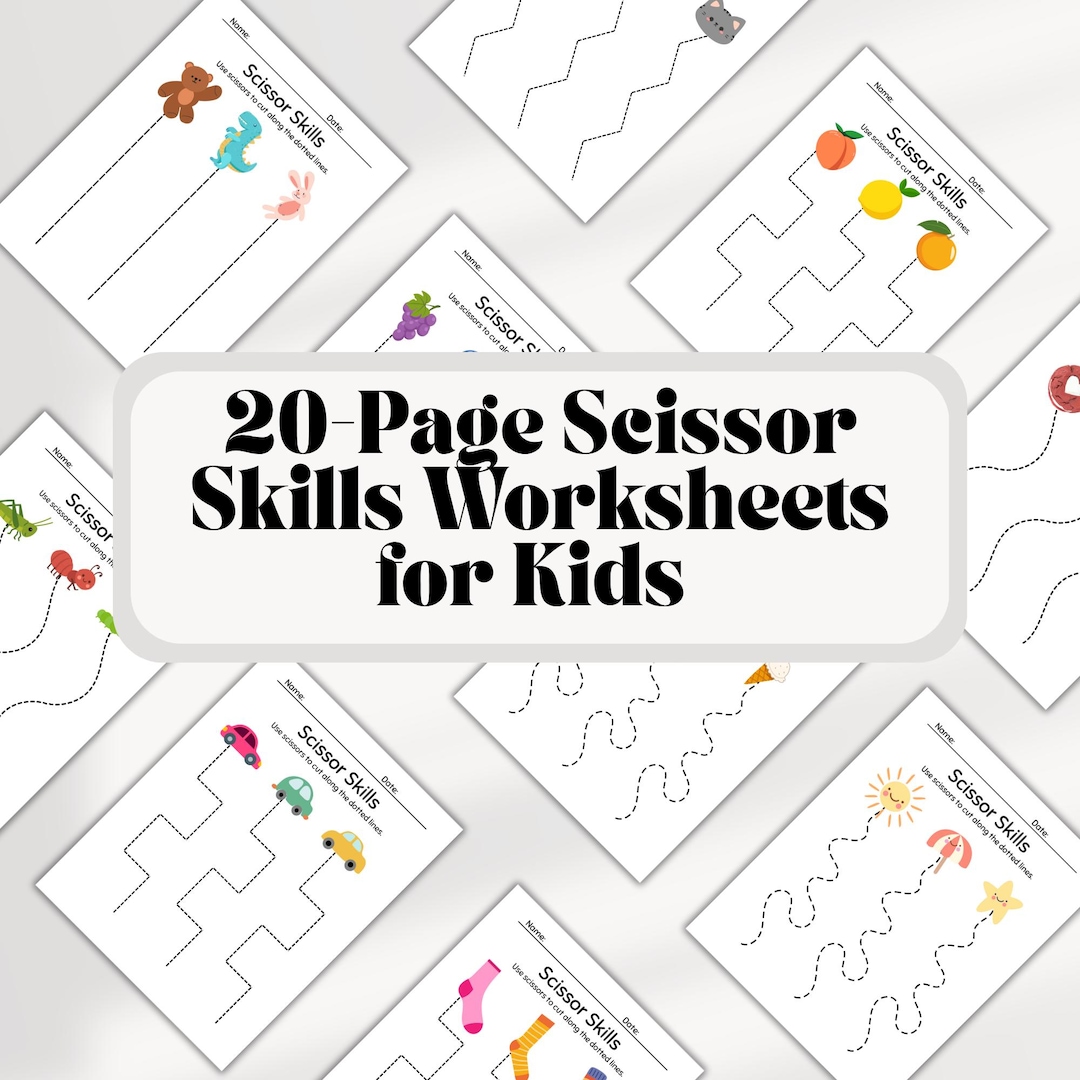 Scissor Skills Practice: 20-page Cutting Activities (PDF Download) - Etsy