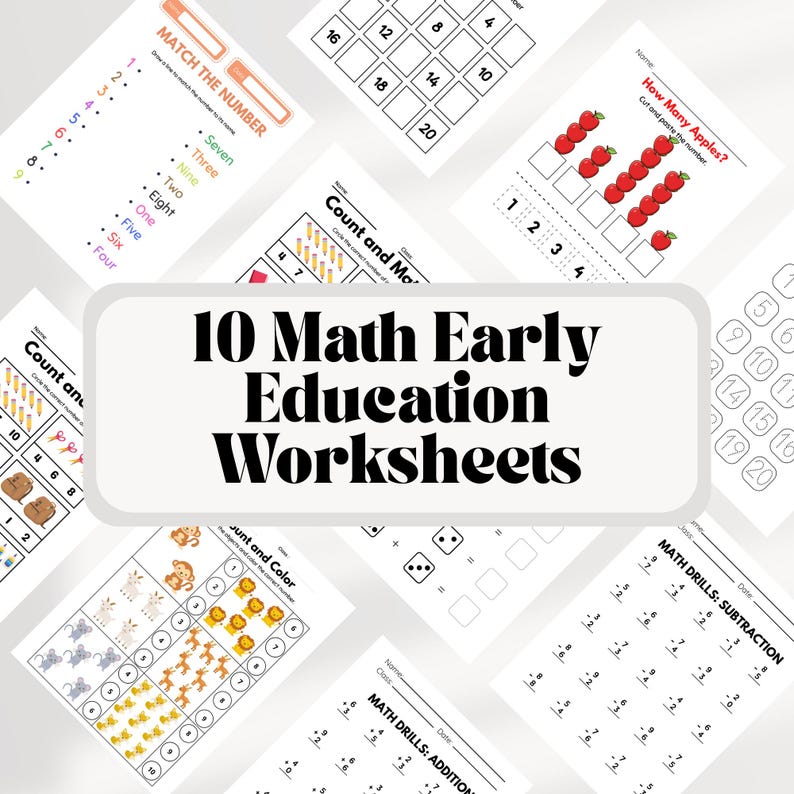 Math Worksheets Pre‑k & Kindergarten | 10 Printable Pages Pdf ...