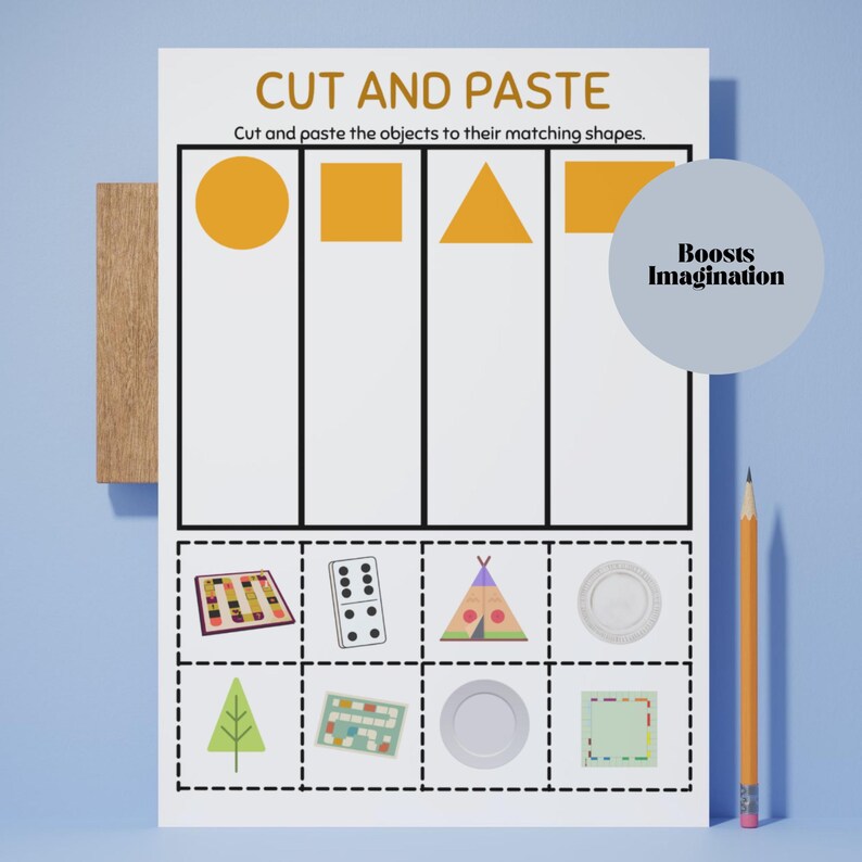 Shapes Cut & Paste Worksheets: Preschool Learning Activities (PDF) - Etsy