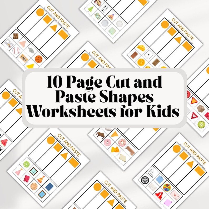 Shapes Cut & Paste Worksheets: Preschool Learning Activities (PDF) - Etsy