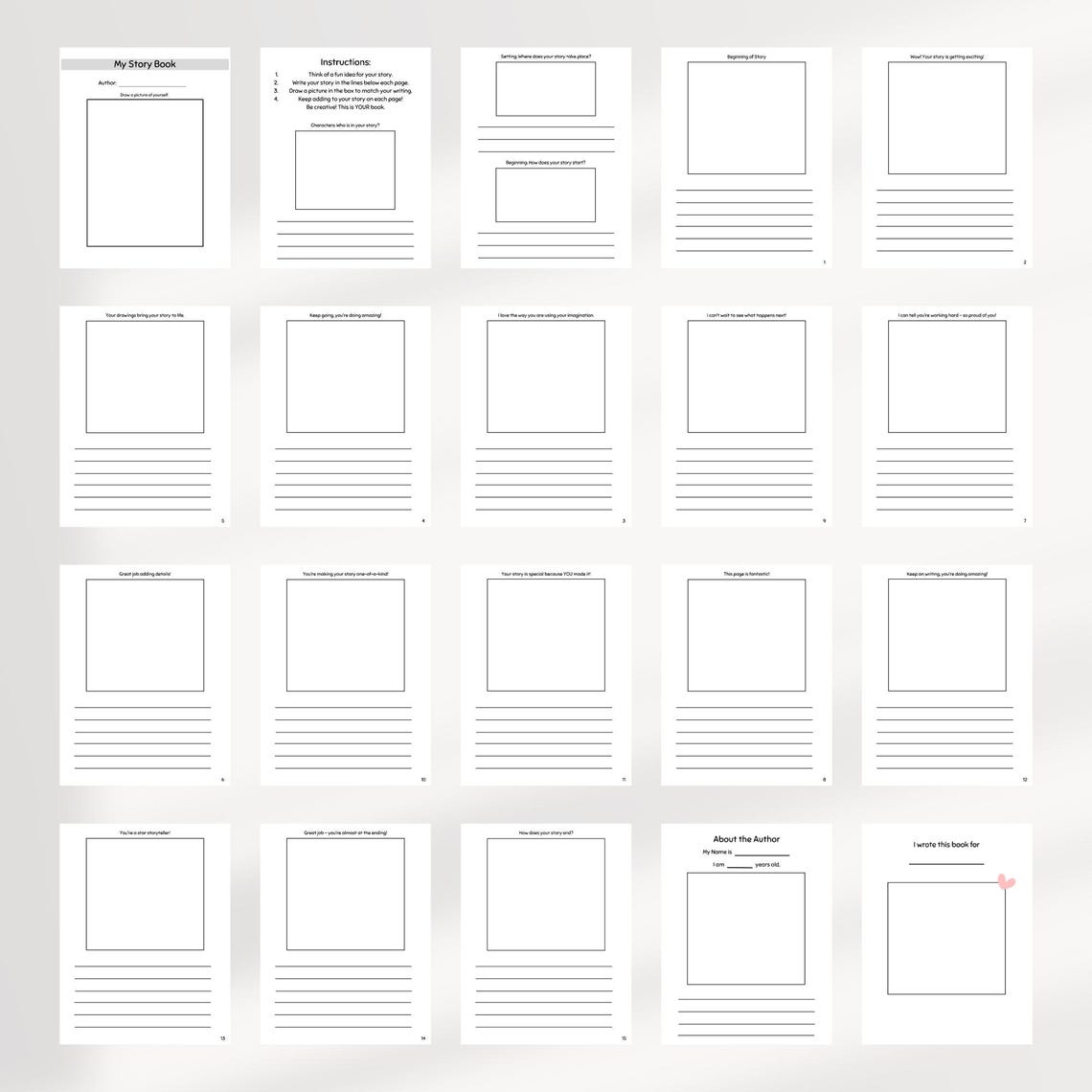 20-page Build Your Own Story Book for Kids | Guided Writing Prompts ...