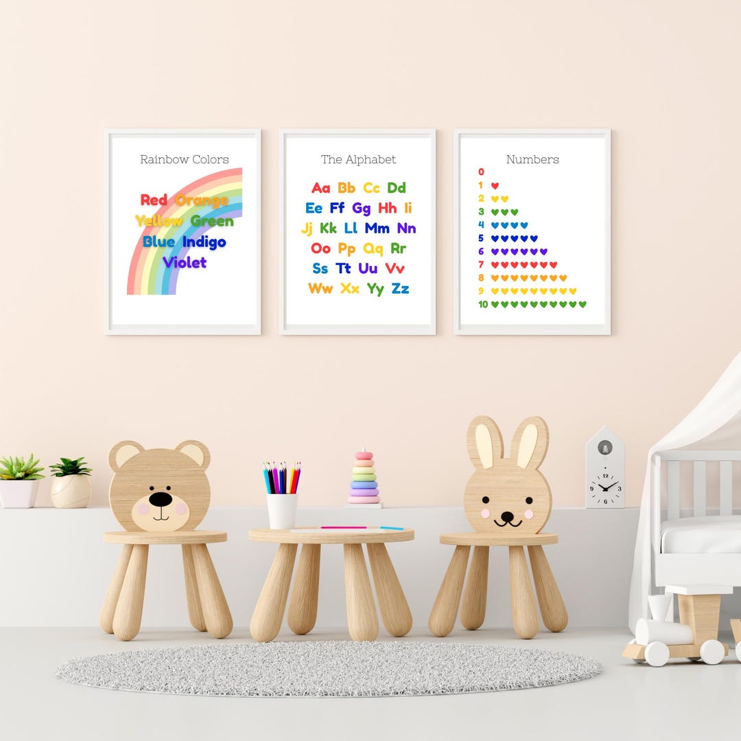 Educational Kids Posters: Alphabet, Numbers, Colors, Shapes (PDF) - Etsy