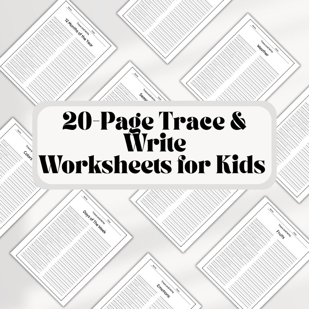 Trace & Write Worksheets for Kids: Handwriting Practice (digital ...