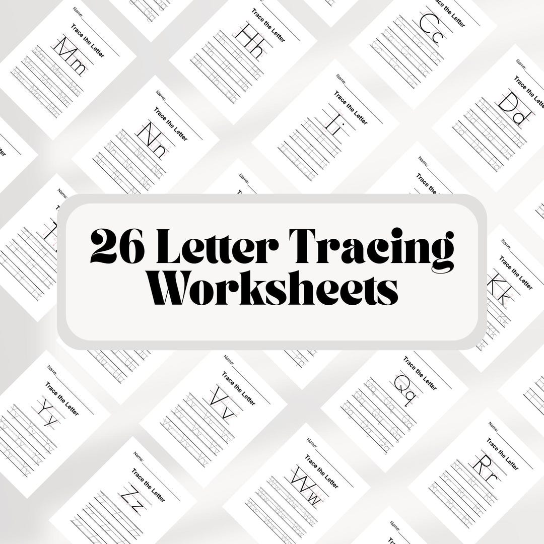 Alphabet Letter Tracing Worksheets A-Z: Handwriting Practice (digital ...