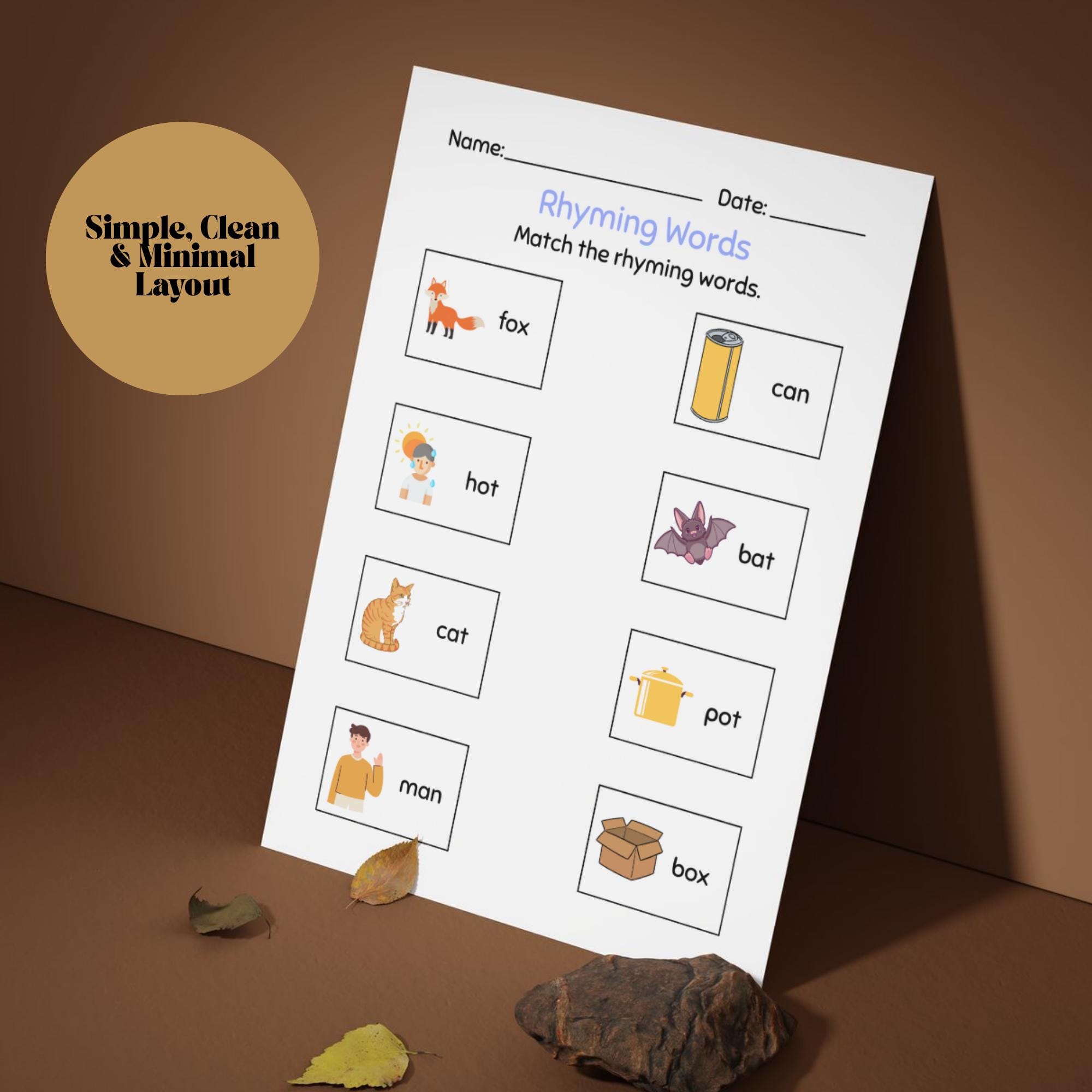 15-page Rhyming Worksheets for Kids | Printable Matching Word Activities for Prek & Kindergarten ...