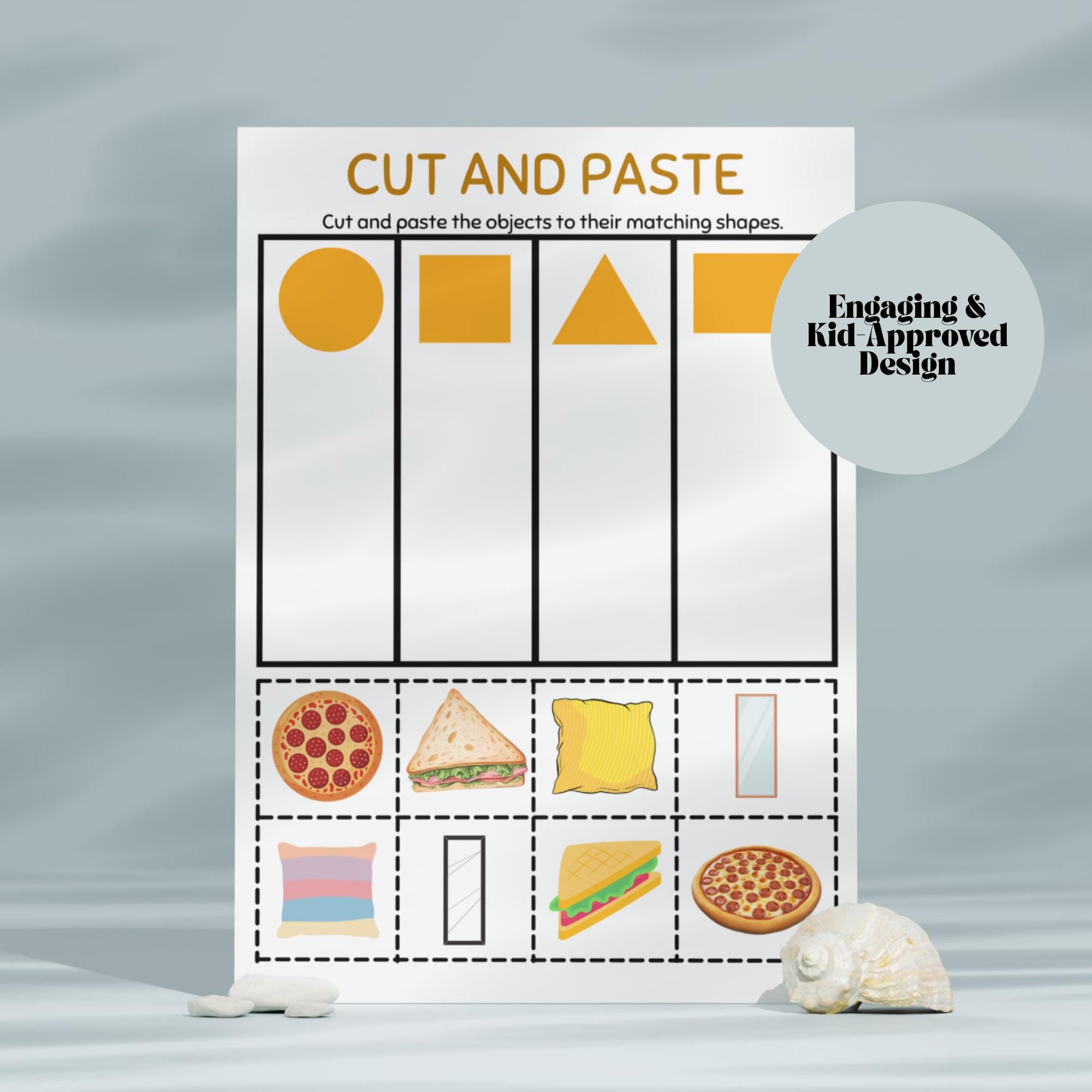 Shapes Cut & Paste Worksheets: Preschool Learning Activities (PDF) - Etsy