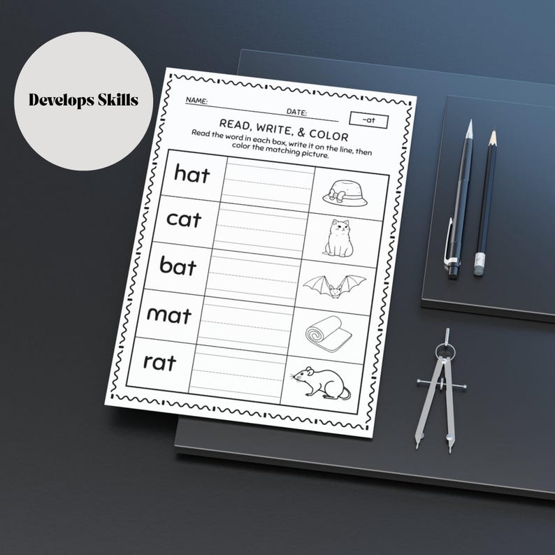 20-page Read Write & Color Worksheets | Short Vowel Word Families ...