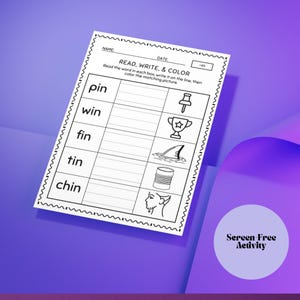 20-page Read Write & Color Worksheets | Short Vowel Word Families ...