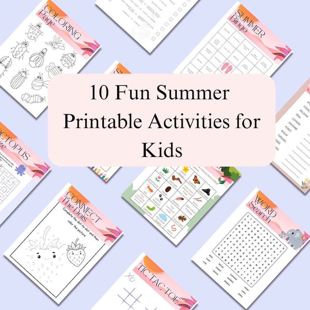Summer Activities Printable Bundle: Kids Games, Coloring, Mazes (PDF ...