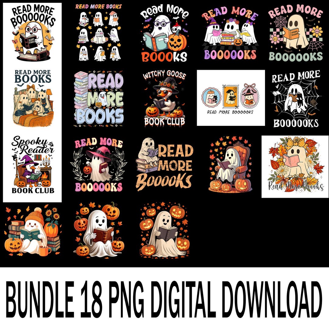 Retro Ghost Reading Books PNG, Cute Halloween Bookish Ghost Clipart ...