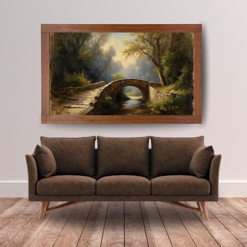 Rustic Bridge Print, Cottagecore Landscape Art, Printable Forest Bridge ...