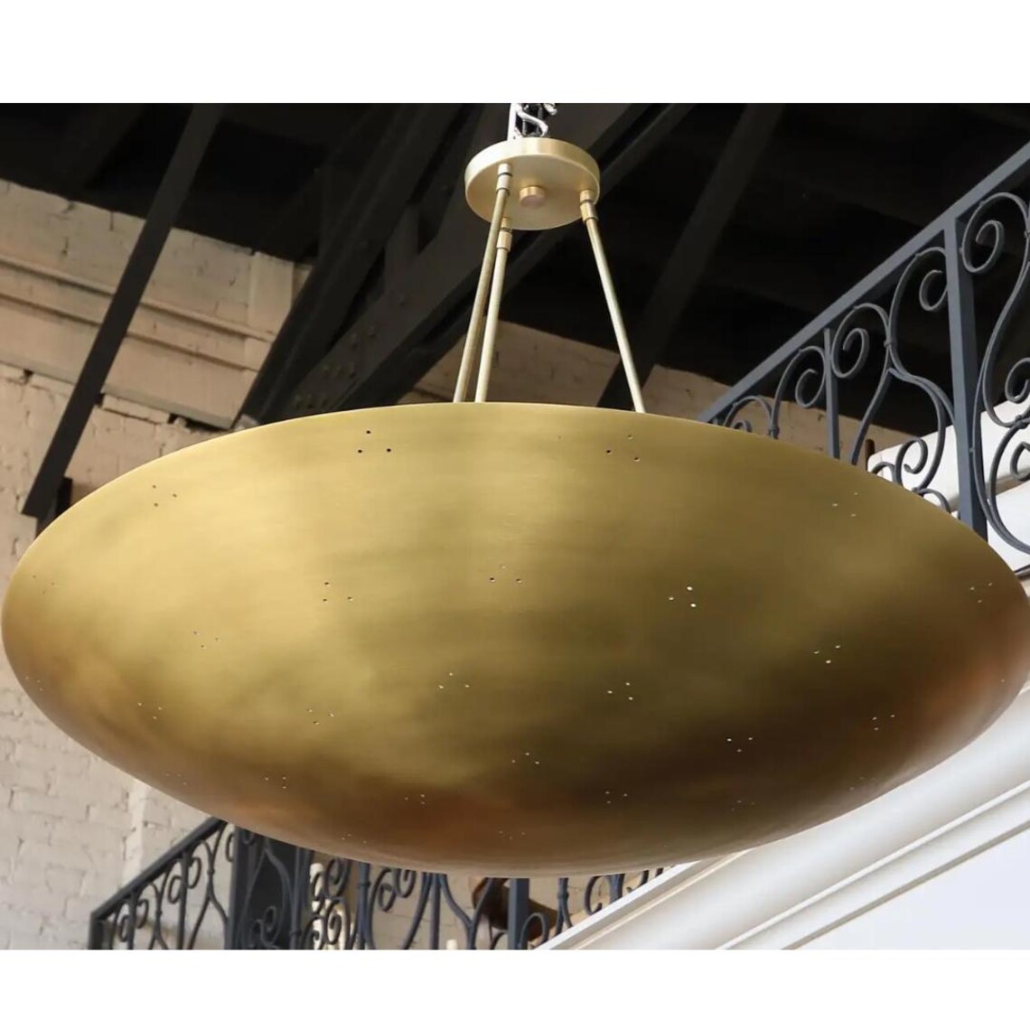 Mid Century Custom Conical Convex 6 Light Pendent Brass Ceiling ...