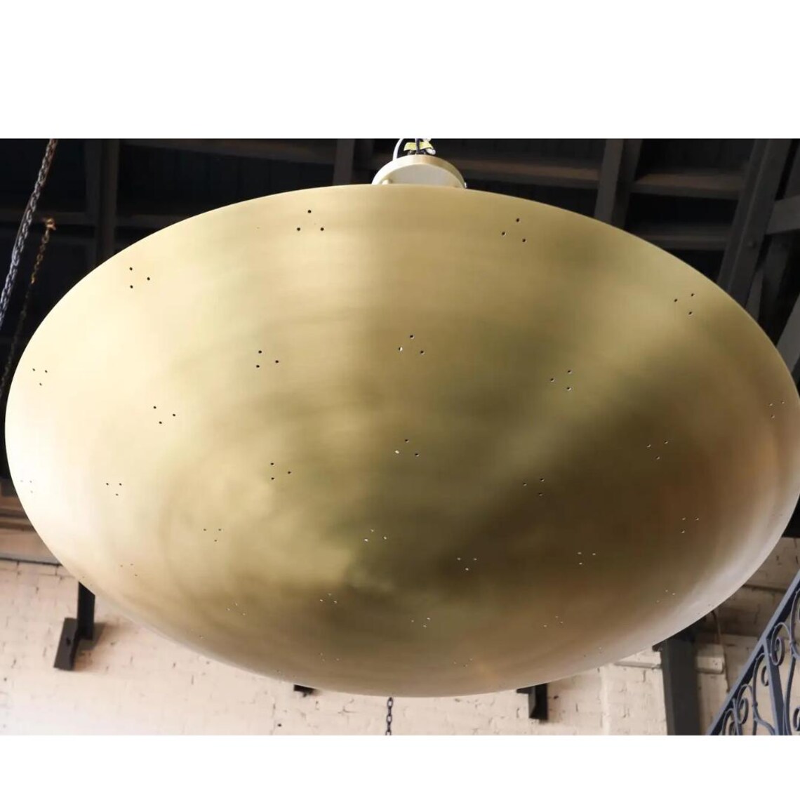 Mid Century Custom Conical Convex 6 Light Pendent Brass Ceiling ...