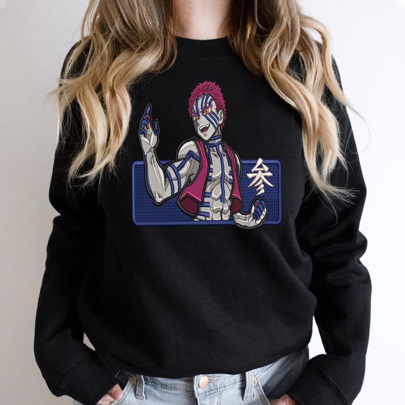 Akaza: Anime Demon Slayer Characters Embroidered Tshirt, Anime Movie ...
