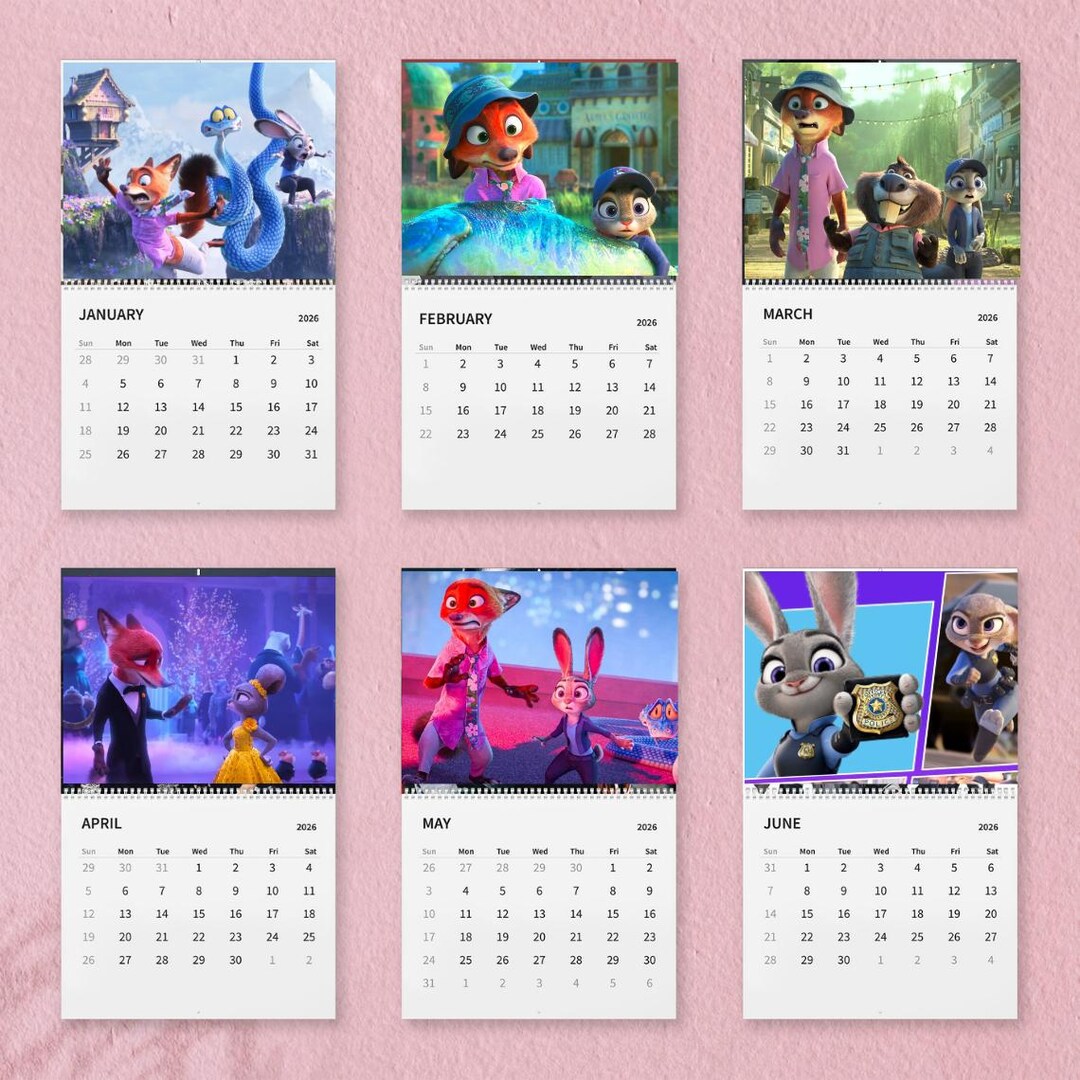 Zootopia 2026 Calendar, Zootopia Monthly Wall Calendar, 2026 Zootopia ...