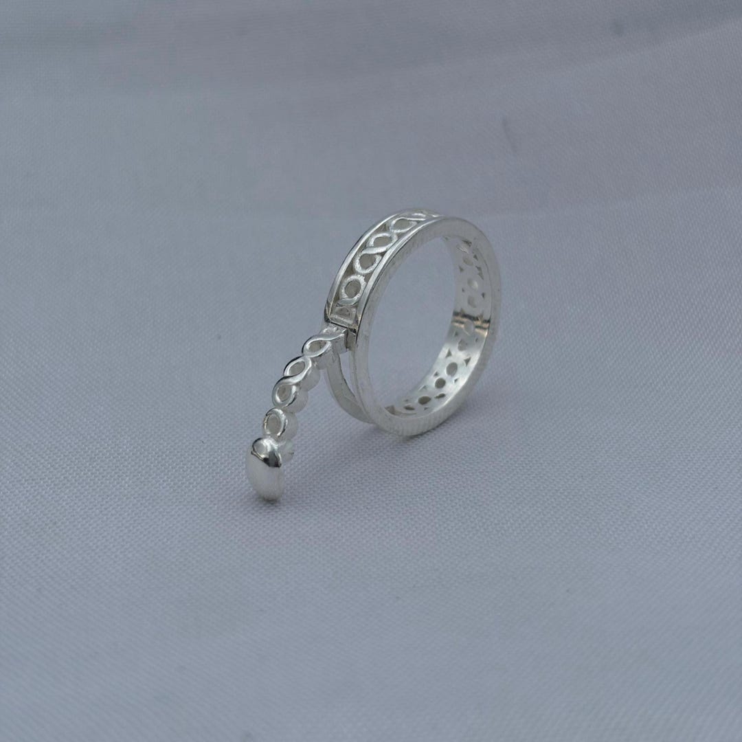 Infinity Silver Band Ring With Hidden Infinity, Minimalist Bump Ring ...