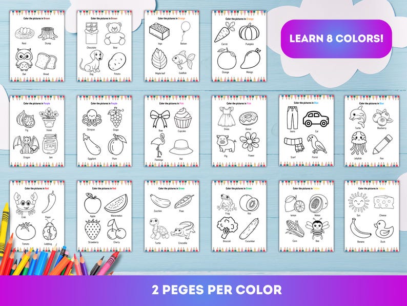 Color Learning Activity Sheets: Preschool Printable Game (PDF Download ...