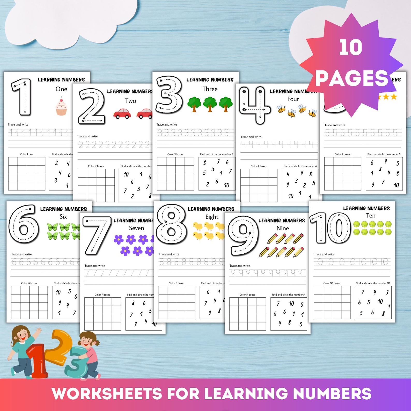 Number Tracing Worksheets: Handwriting Practice Bundle (digital ...
