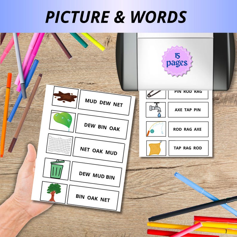 CVC Words Reading Pack: Phonics Printable Cards for Kids (digital ...