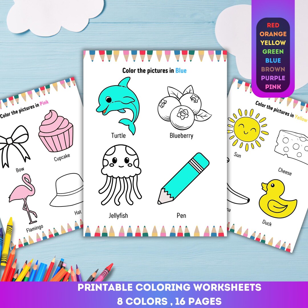 Learn Colors Worksheet for Kids, Color by Code Worksheets, Color ...
