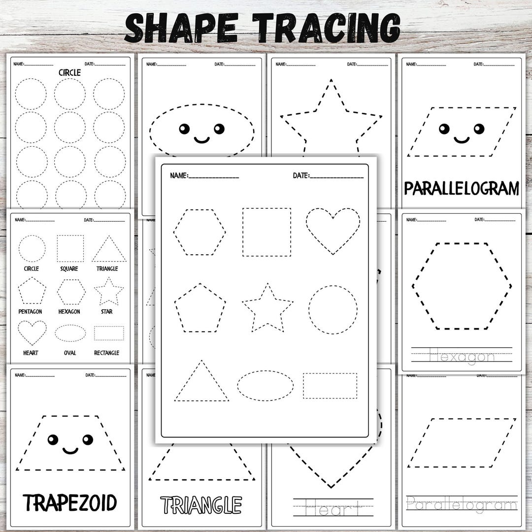 Tracing Worksheet for Kids, Shape Practice, Preschool Fine Motor Skills ...