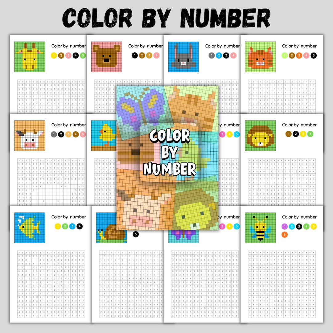 Color by Number Printable Worksheets, Kids Learning Activity (PDF ...