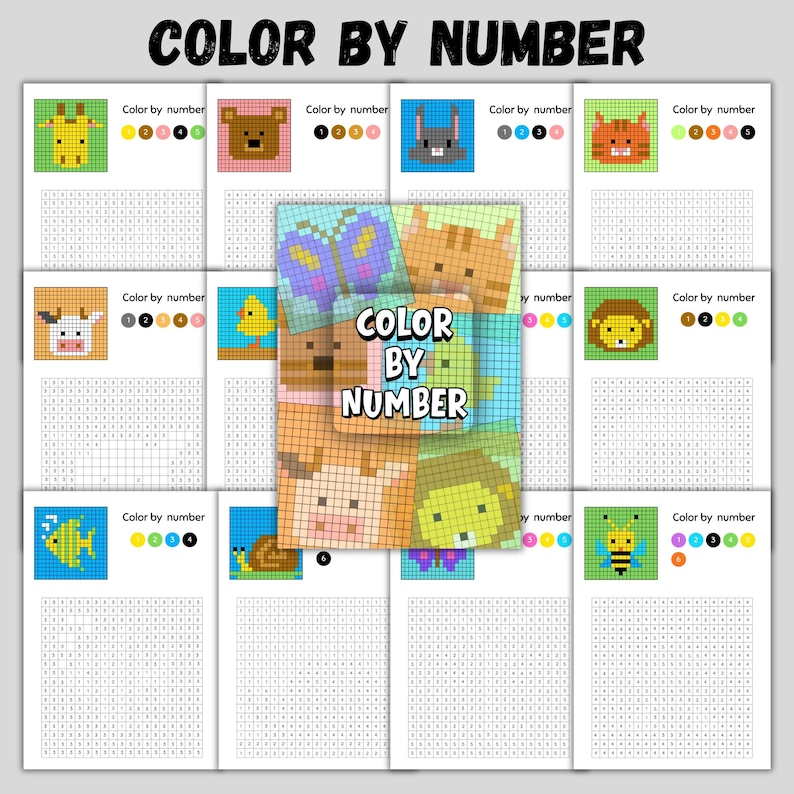 Color by Number Worksheets for Kids, Educational Coloring Pages ...