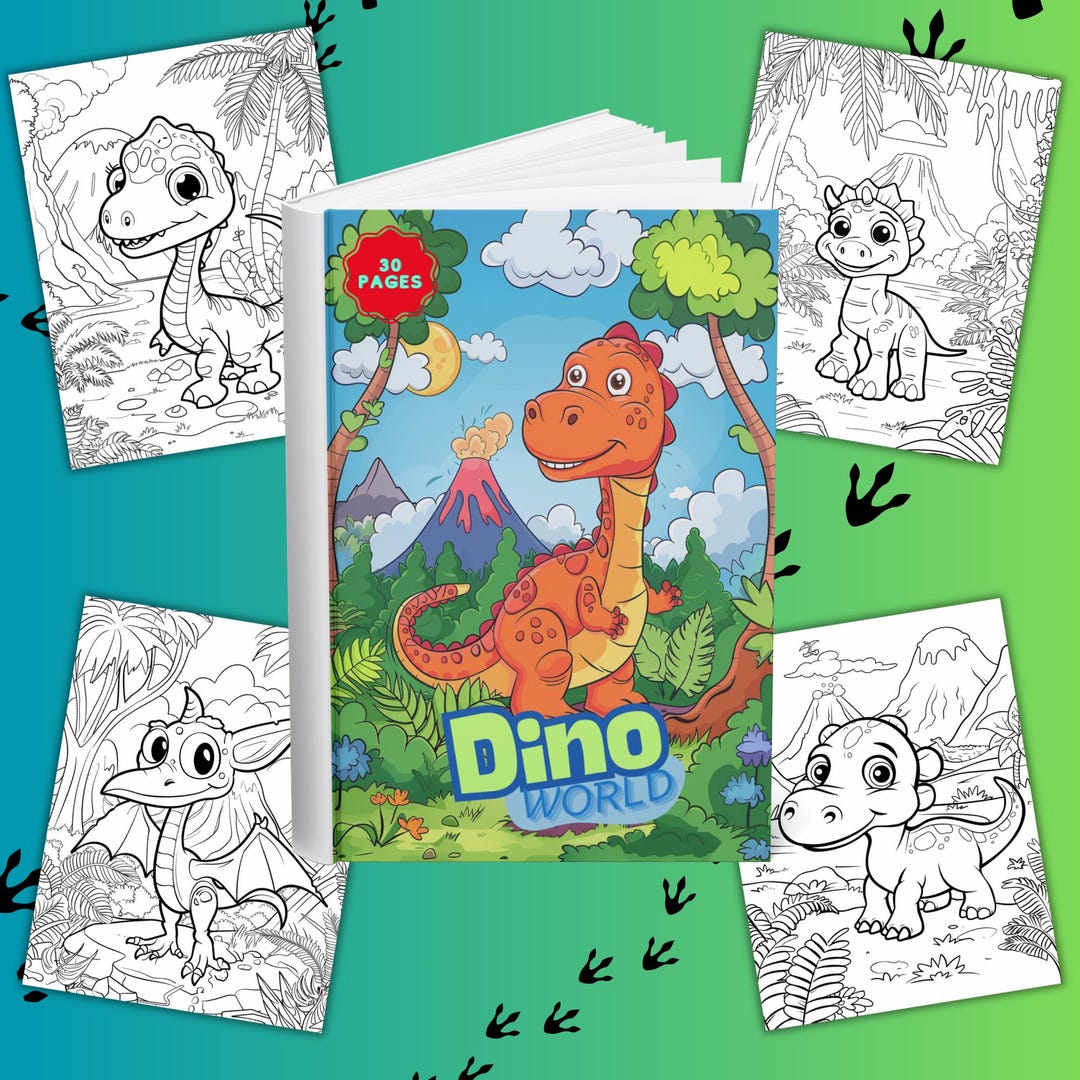 Dinosaur Coloring Book for Kids, Printable Activity Pack (digital Book ...