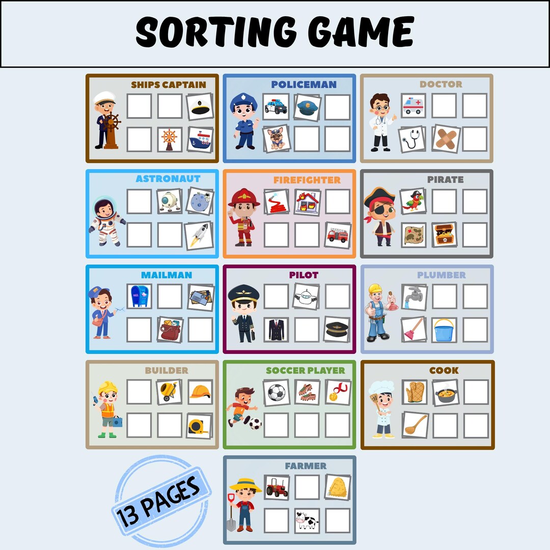 Professions Matching Game: Montessori Sorting Cards (PDF) - Etsy UK