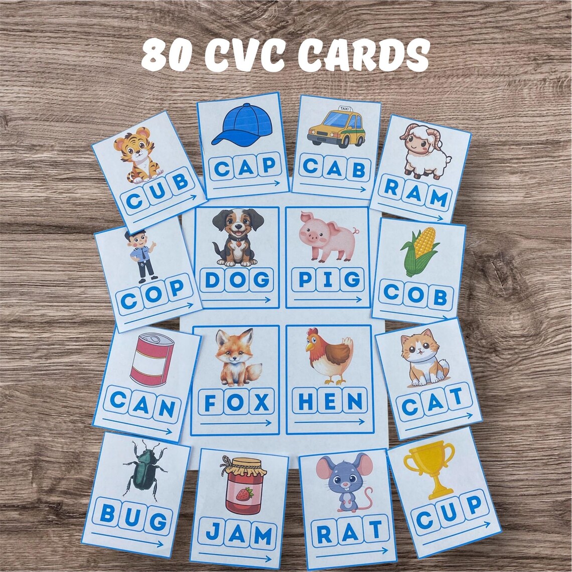 CVC Word Flashcards | 80 Phonics Reading Cards | Learn to Read ...