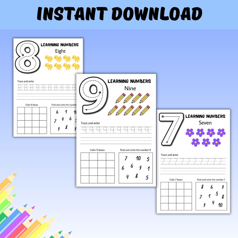 Letters & Numbers Tracing Bundle Worksheets, Printable Pre-k ...