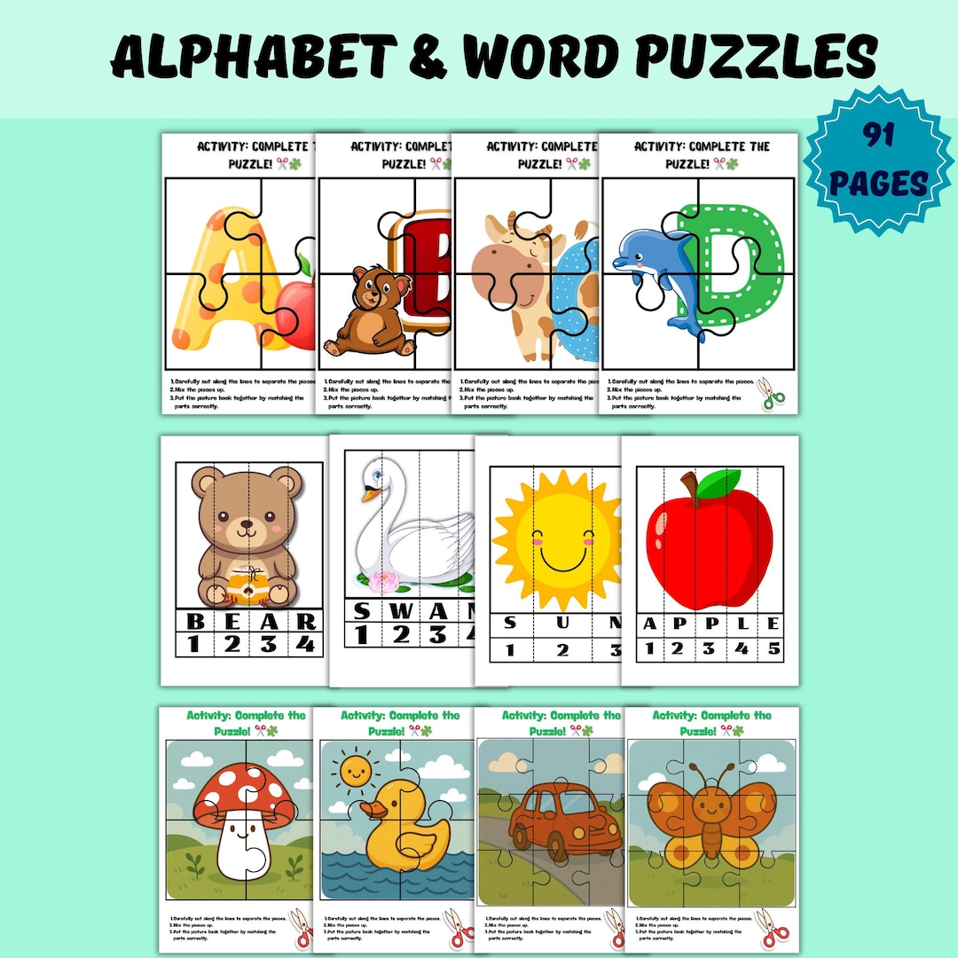 Printable Alphabet Puzzle Worksheets, Early Learning Activities, Kids ...
