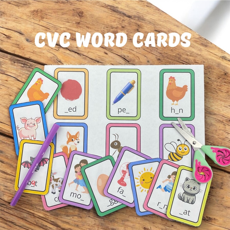 Learn to Read CVC Words, Printable Phonics Cards, Homeschool Resources ...