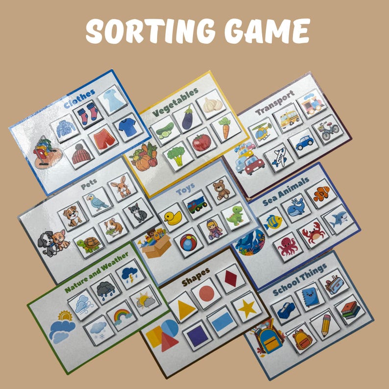 Toddler Sorting Activity Printable, Category Matching Game for ...