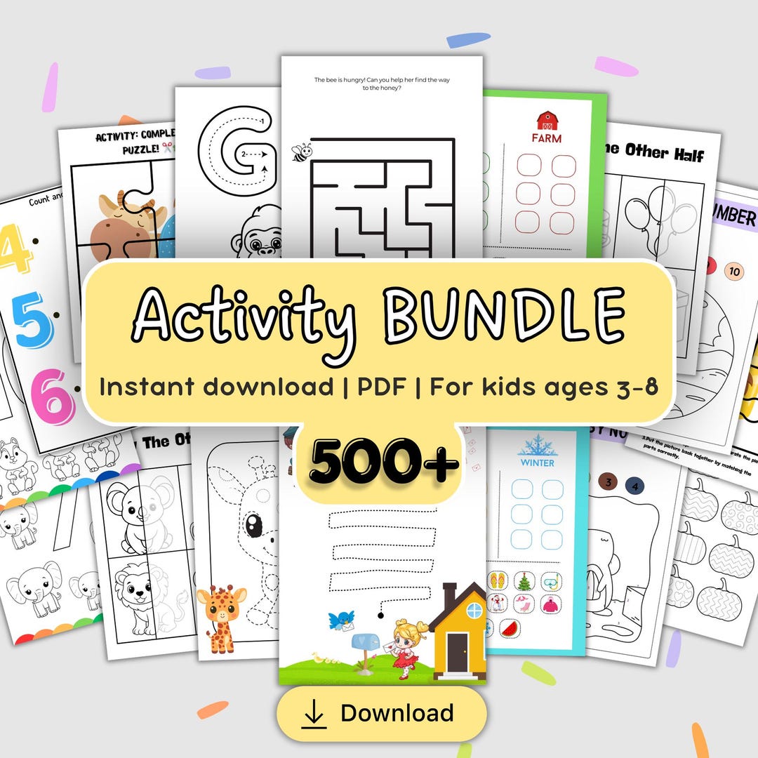 Preschool Activity Bundle 500 Pages | Math, Alphabet, Tracing, Logic ...