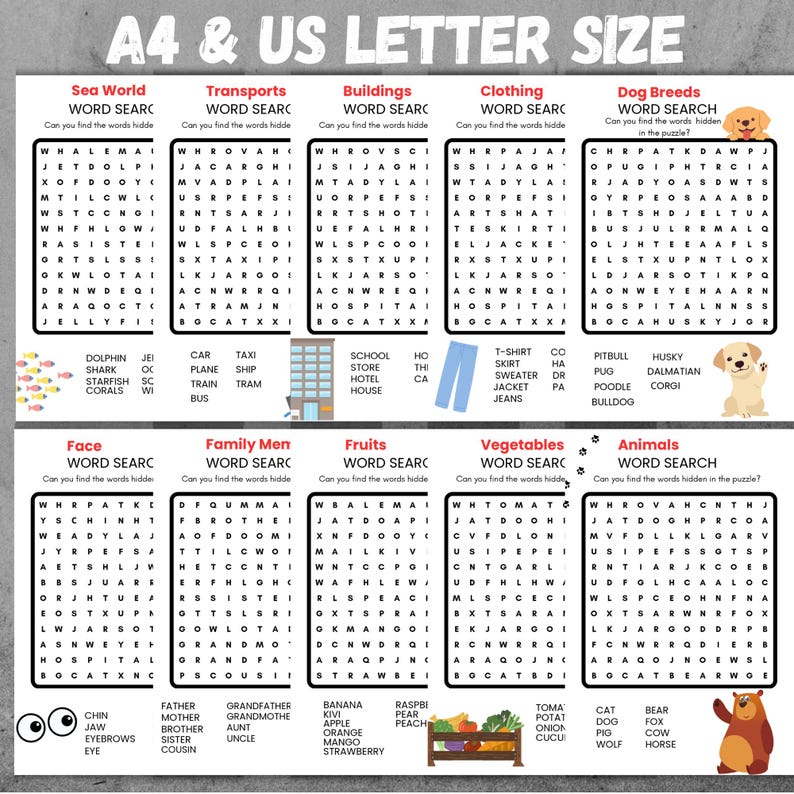 Phonics Word Search Puzzle Book, Missing Letter Activities (digital ...