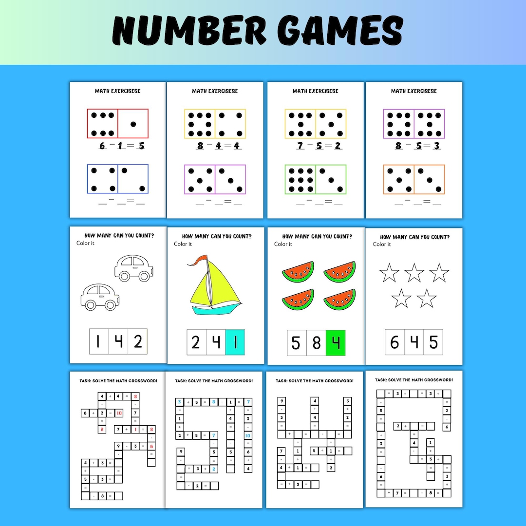 Preschool Math Worksheets Bundle: Counting, Addition, Subtraction (PDF ...