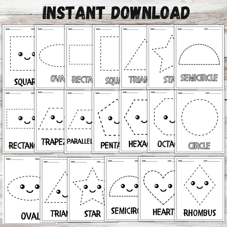 Shape Tracing Worksheet for Kids, Preschool Fine Motor Skills (PDF ...