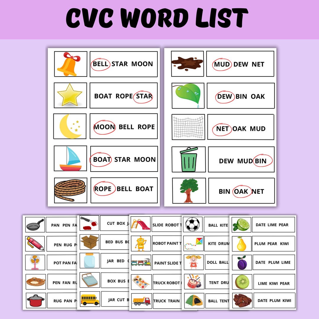 CVC Words Flash Cards: Phonics Printables for Early Reading (digital ...