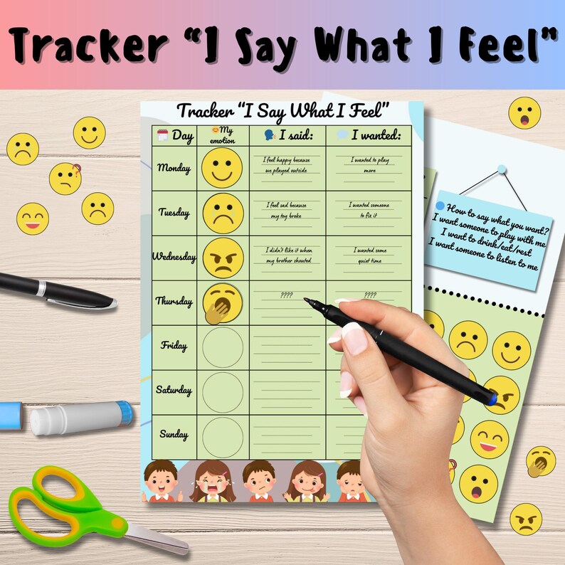 Kids Emotion Tracker: Printable Feelings Journal (digital Download, US ...